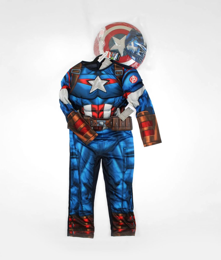 Barevný kostým včetně štítu a čepička Captain America MARVEL | elvinka.cz